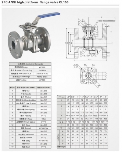 cf8m ball valve 2pc high platform - Davan flowtek